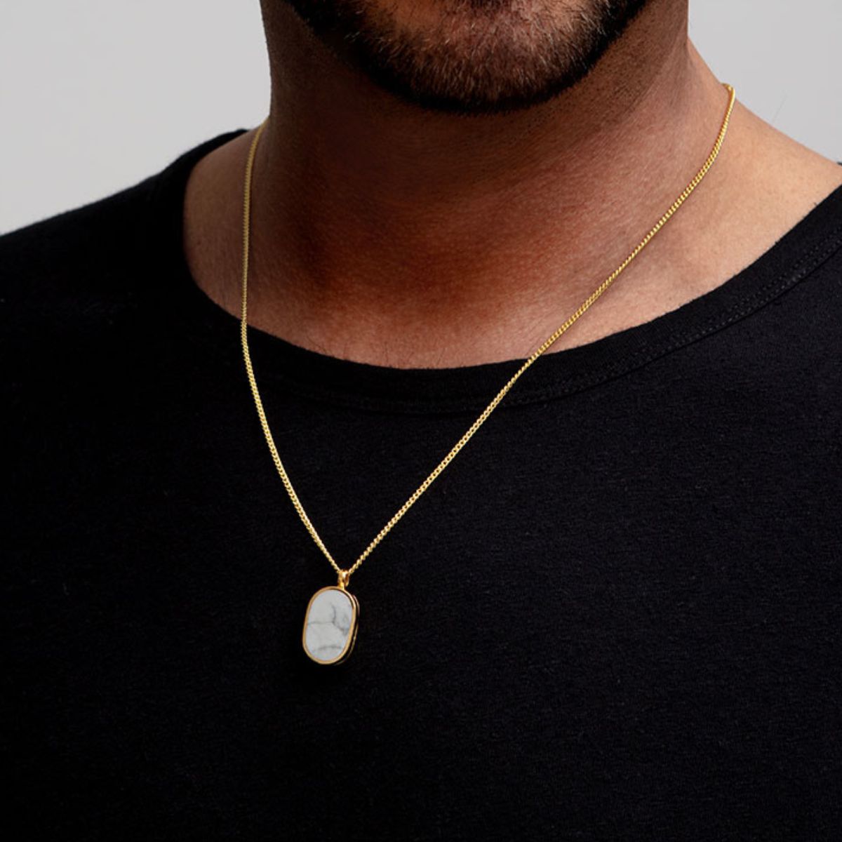 Men's Small Howlite Dog Tag Locket - Gold – LOVELOX