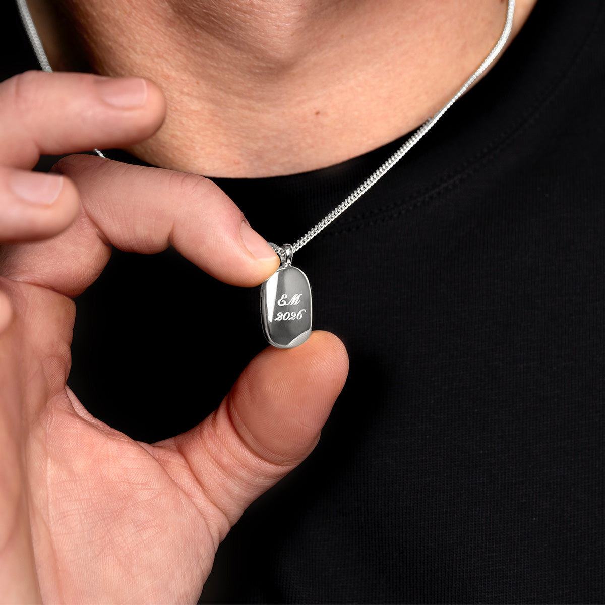 Men's Small Howlite Dog Tag Locket - Silver – LOVELOX