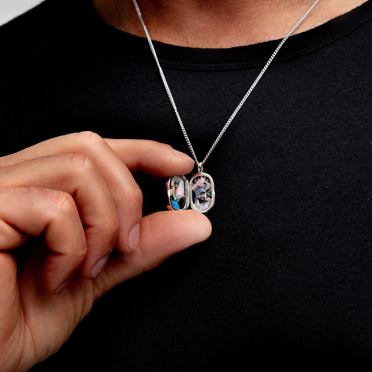 Men's Small Onyx Dog Tag Locket - Silver – LOVELOX