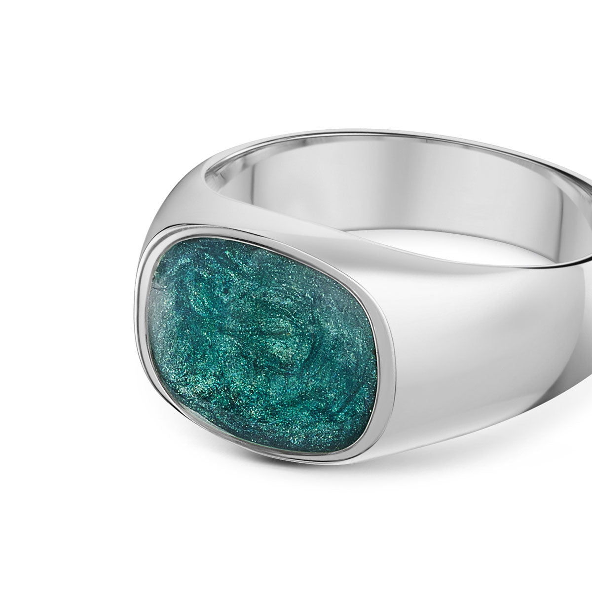 Men's Rounded Rectangular Signet Ashes Resin Ring - Silver – LOVELOX