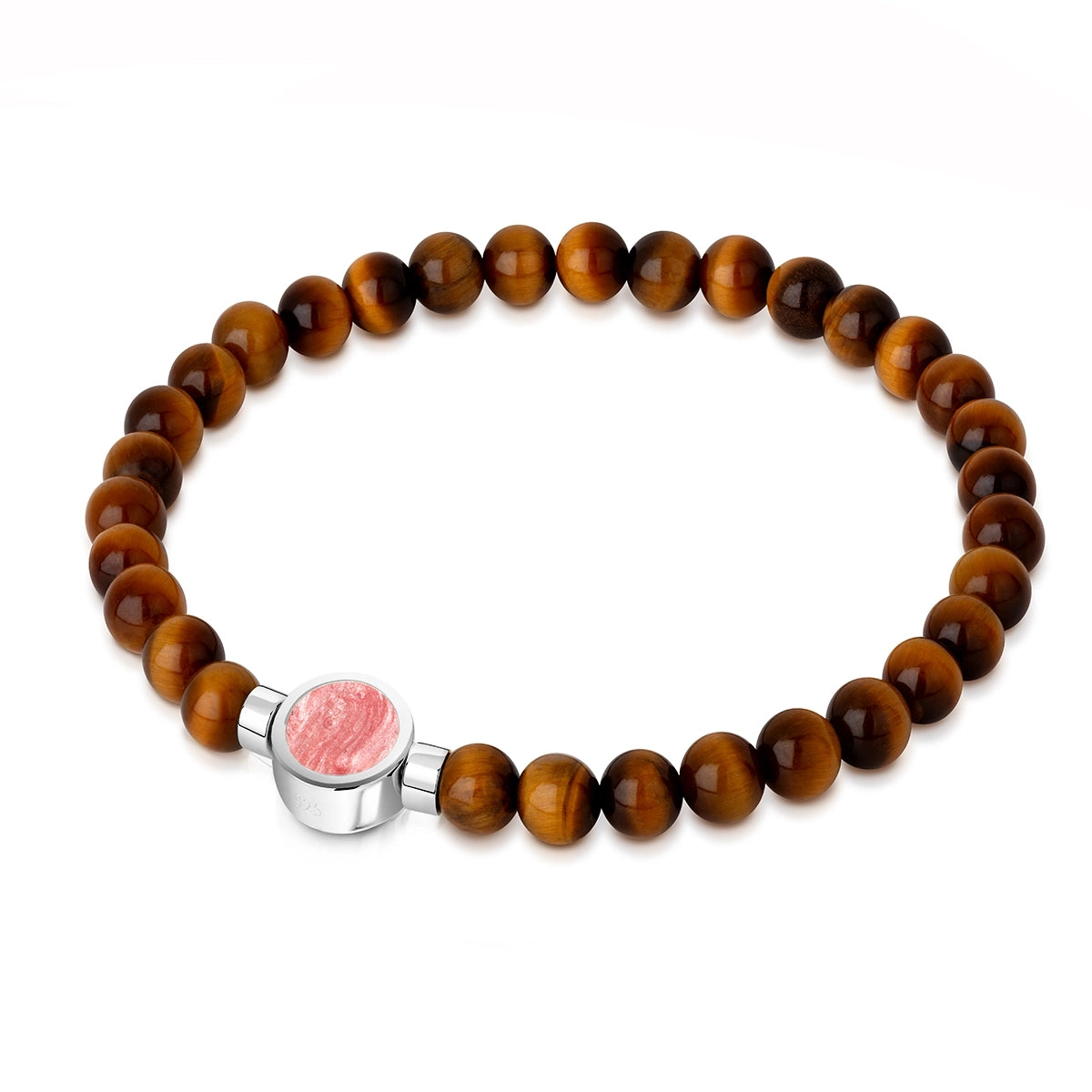 Men's Small Beaded Tiger's Eye Ashes Resin Bracelet - Silver – LOVELOX
