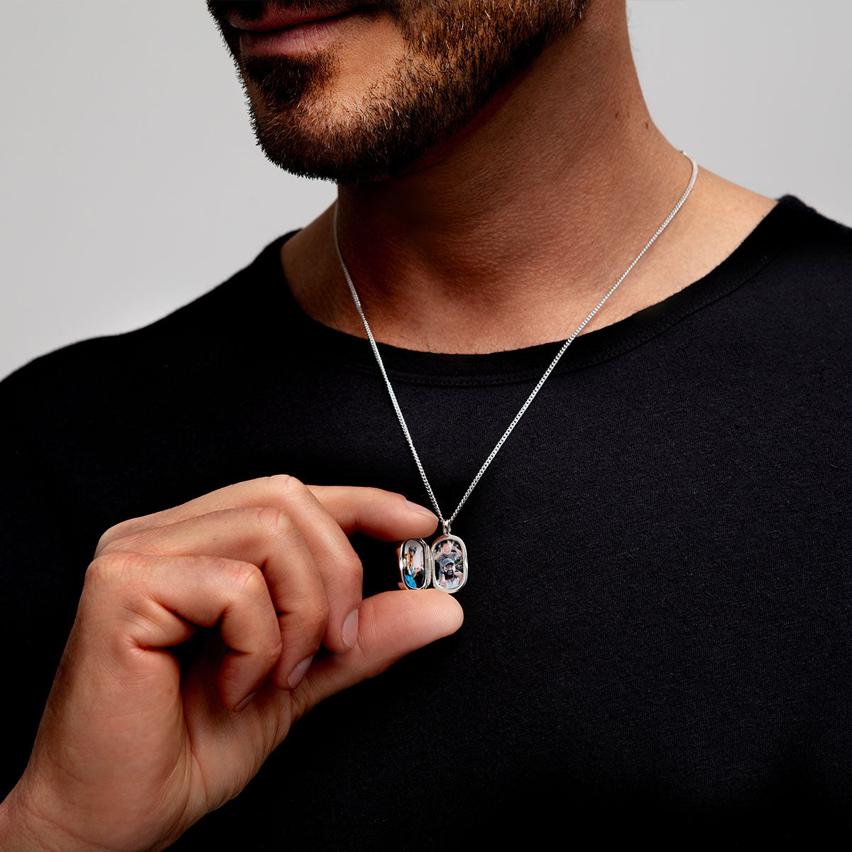 Men's Small Lapis Lazuli Dog Tag Locket - Silver – LOVELOX