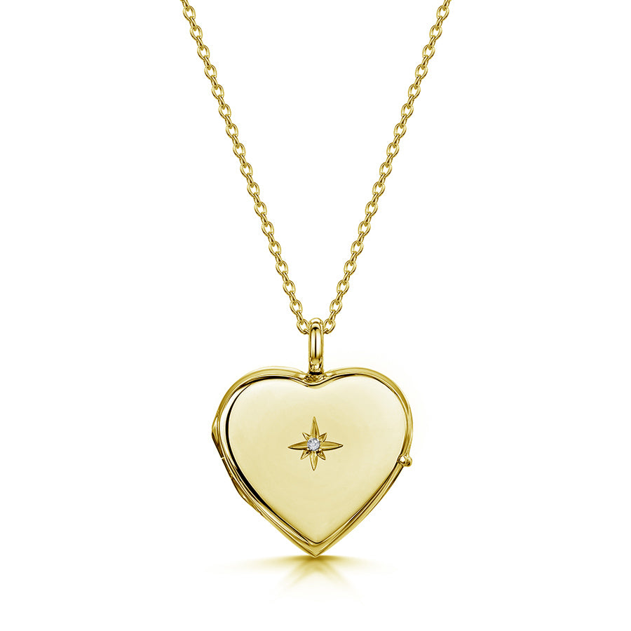 Diamond Set Personalised Heart Locket – Gold – LOVELOX